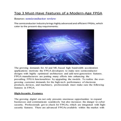 Top 3 must have features of a modern-age fpga | PDF