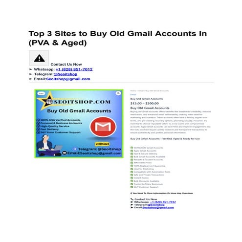 7 Best Sites To Buy Old Gmail Accounts in Bulk (PVA & | PDF