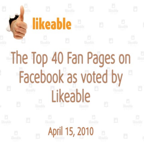 Top 40 facebook pages 2010 | PPT