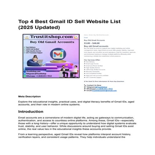 Top 4 Best Gmail ID Buy Sell Website List (2025 Updated) | PDF