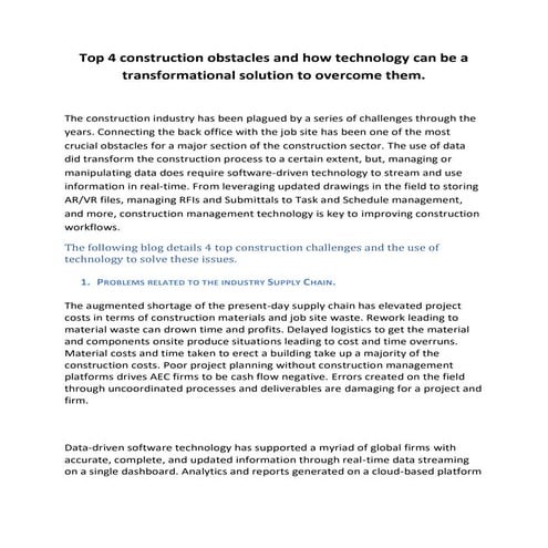 Top 4 construction obstacles and how technology can be a ...