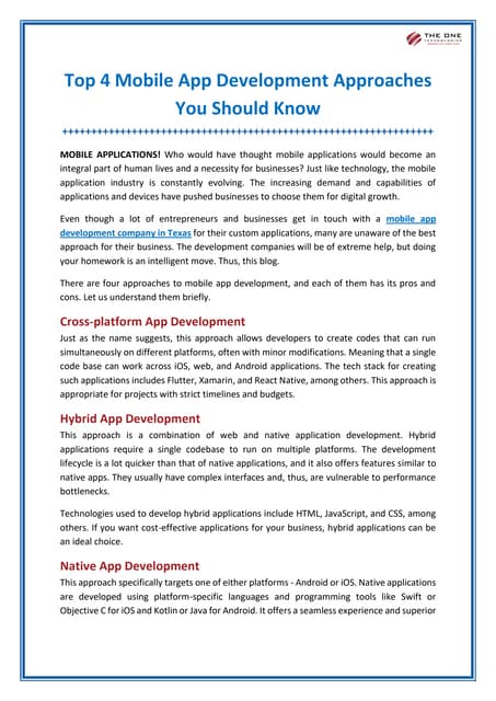 Quick Guide To Mobile App Development_ Web vs. Native vs. Hybrid | PDF