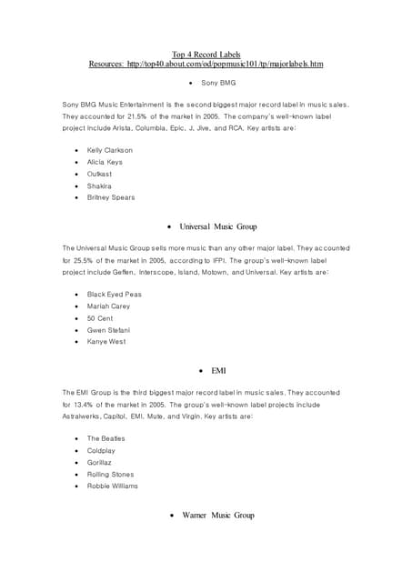 Major Record Labels | PDF