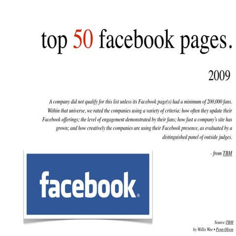 Top 50 Facebook Pages 2009 | PPT