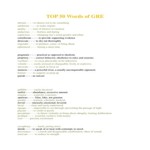 50 gre words | PDF