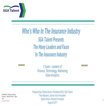 SGA Talent Presents A Study of the talent of the Top50 insurance ...