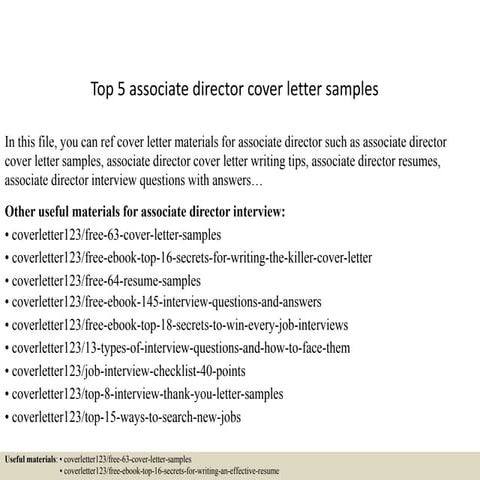 Top 5 associate director cover letter samples | PPTX