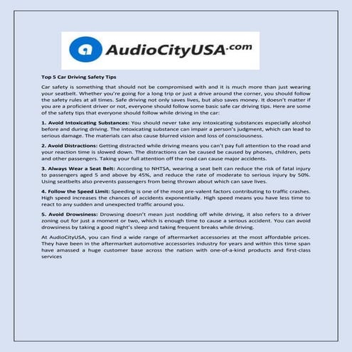 Top 35 car driving safety tips for safe driving | PDF