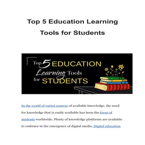 Top 5 Education Learning Tools for Students (1).pdf | Education