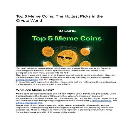 The Hottest Meme Coins: Top 5 Picks in Crypto | PDF
