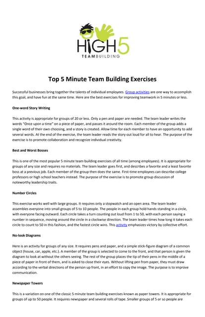 Corporate Team Building Games & Ideas | PPTX