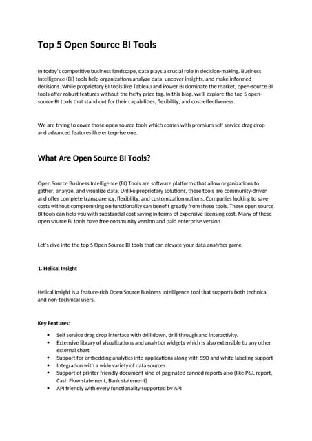 Top 5 Open Source Bi Tools Helical Insightdocx