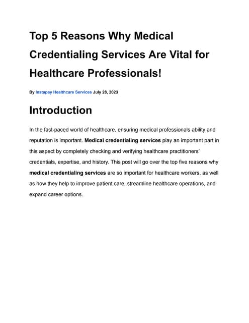 Credentialing | PPT | Healthcare Industry | Industries