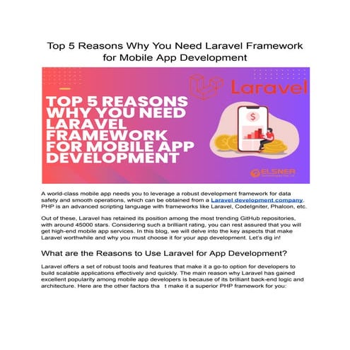 Top 5 Reasons Why You Need Laravel Framework for Mobile App Development | PDF