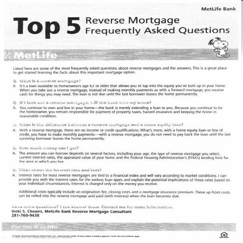 Top 5 Reverse Mortgage Questions | PDF | Home Financing | Personal Debt
