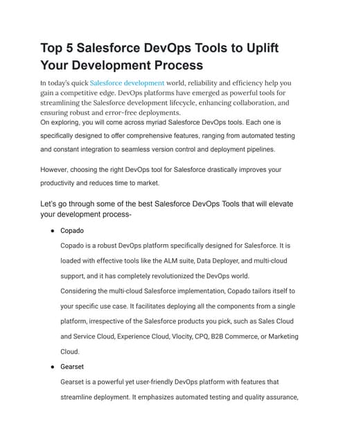 Salesforce Devops Training Salesforce Devops Online Training Pptx Web Development Internet
