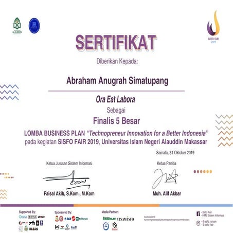 TOP 5 SISFO FAIR - Abraham Anugrah S | PDF