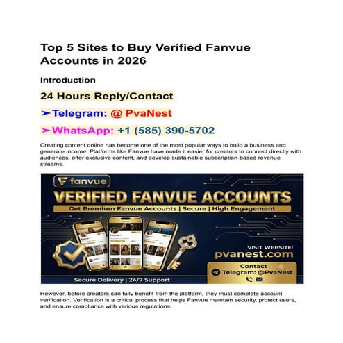 18 Recommended Websites to Buy Verified Fanvue Accounts Securely | PDF