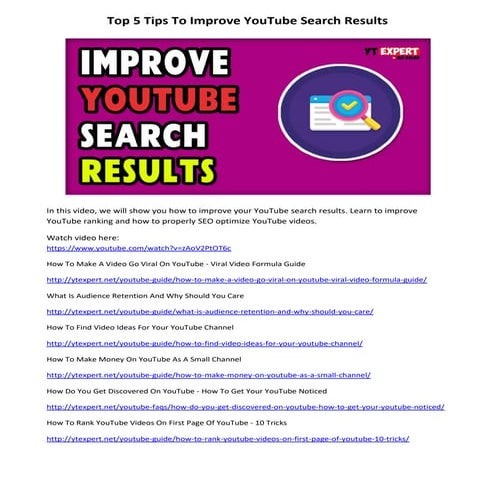 Top 5 Tips To Improve YouTube Search Results | PDF