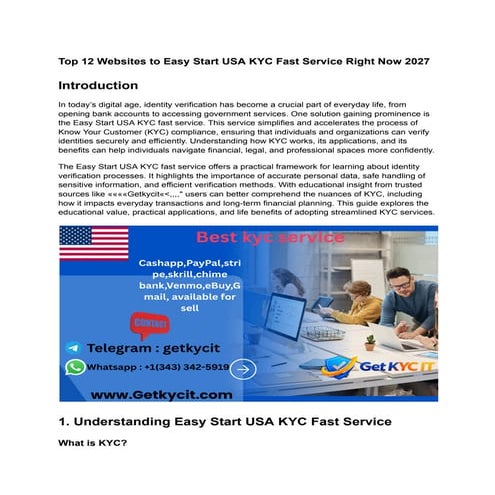 Top 27 Websites to Easy Start USA KYC Fast Service Right Now 2026.pdf