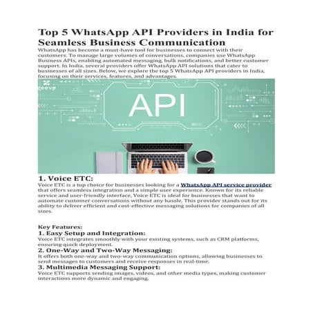 Top 5 WhatsApp API Providers in India for Seamless Business ...