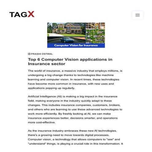 Top 6 Computer Vision applications in Insurance sector.pdf | Technology ...