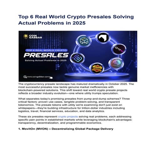 Top 6 Real World Crypto Presales Solving Actual Problems in 2025.pdf