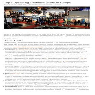 Top 6 Upcoming Exhibition Shows in Europe | PDF