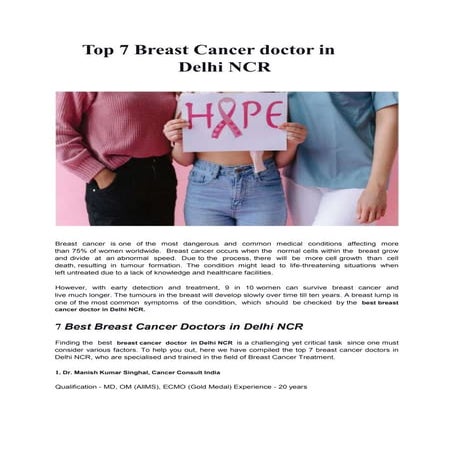 Top Breast Cancer doctors | PPT | Cancer | Diseases and Conditions