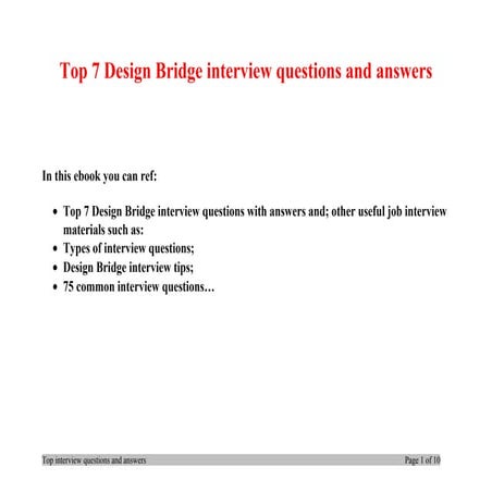 Top 7 design bridge interview questions and answers | DOC
