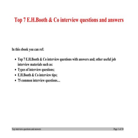 Top 7 e.h.booth & co interview questions and answers | DOC