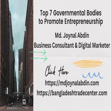 Top 7 Governmental Bodies to Promote Entrepreneurship | PDF