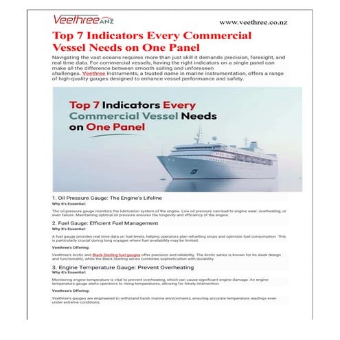 Top 7 Indicators Every Commercial Vessel Needs on One Panel-Veethree | PDF