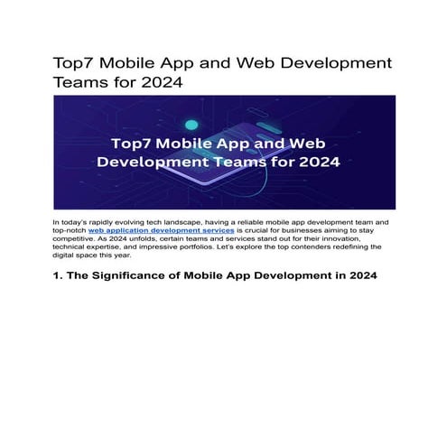 Top7 Mobile App and Web Development Teams for 2024 | PDF | Web ...