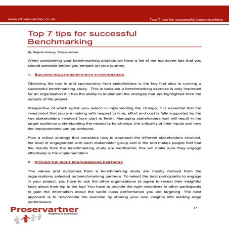 Top 7 tips for successful benchmarking | PDF