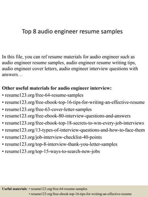 Sound engineer cv pfd 3 | PDF
