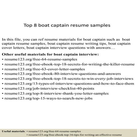Top 8 boat captain resume samples | PDF