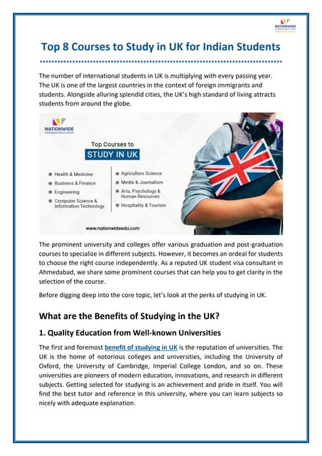 Why Indian Students Should Consider Studying in UK After 12th Grade | PDF | College Planning ...