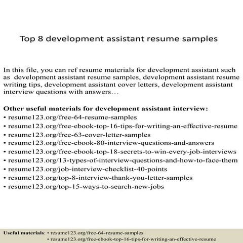 Top 8 driver assistant resume samples | PPTX
