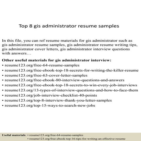 Top 8 gis engineer resume samples | PPTX