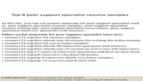 Peer Support Specialist Resume