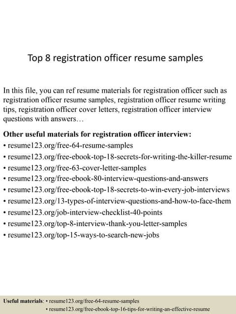 Top 10 registration officer interview questions and answers | PPTX ...
