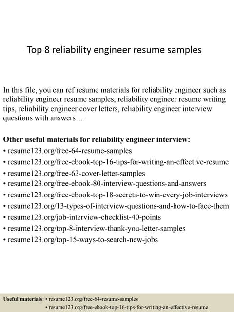 Top 8 Reliability Engineer Resume Samples top-8-reliability-engineer-resume-samples