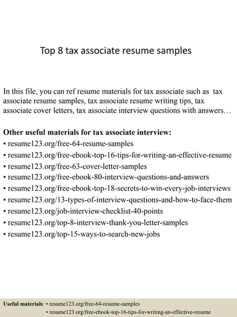 Top 8 accounting associate resume samples | PPTX | Resume Writing and ...