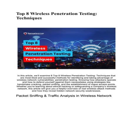 Top 8 Wireless Penetration Testing Methods | DOCX