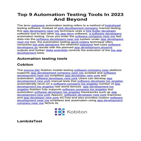 Top 9 Automation Testing Tools In 2023 And Beyond Pdf