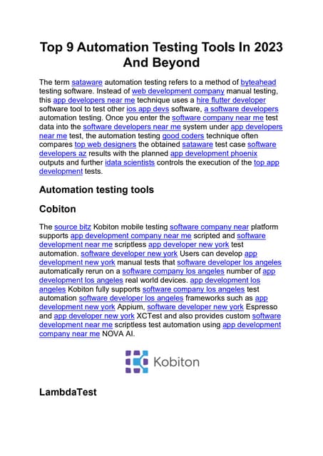 Top 9 Automation Testing Tools In 2023 And Beyond Pdf
