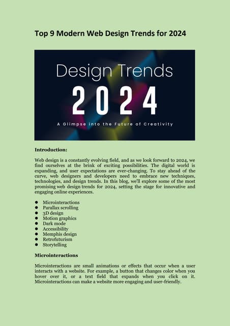 Top 10 Modern Web Design Trends for 2025 | PDF
