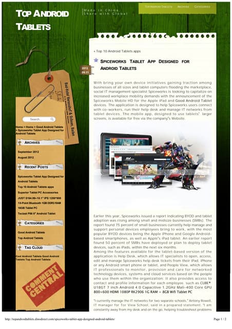 Spiceworks Tablet App Designed For Android Tablets Pdf