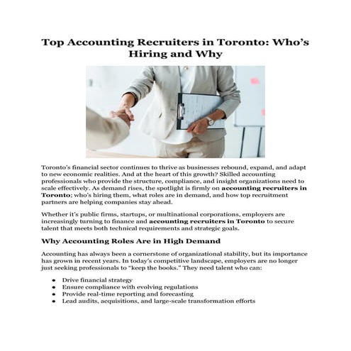 Top Accounting Recruiters in Toronto Who’s Hiring and Why | PDF